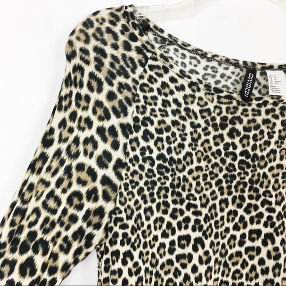 H&M | Tops | Hm Divided Leopard Print Knit Top Xs | Poshmark